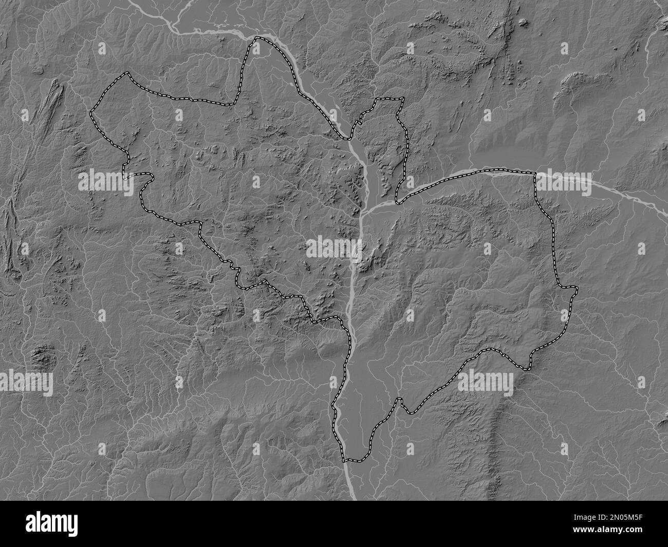 Kogi, state of Nigeria. Bilevel elevation map with lakes and rivers ...