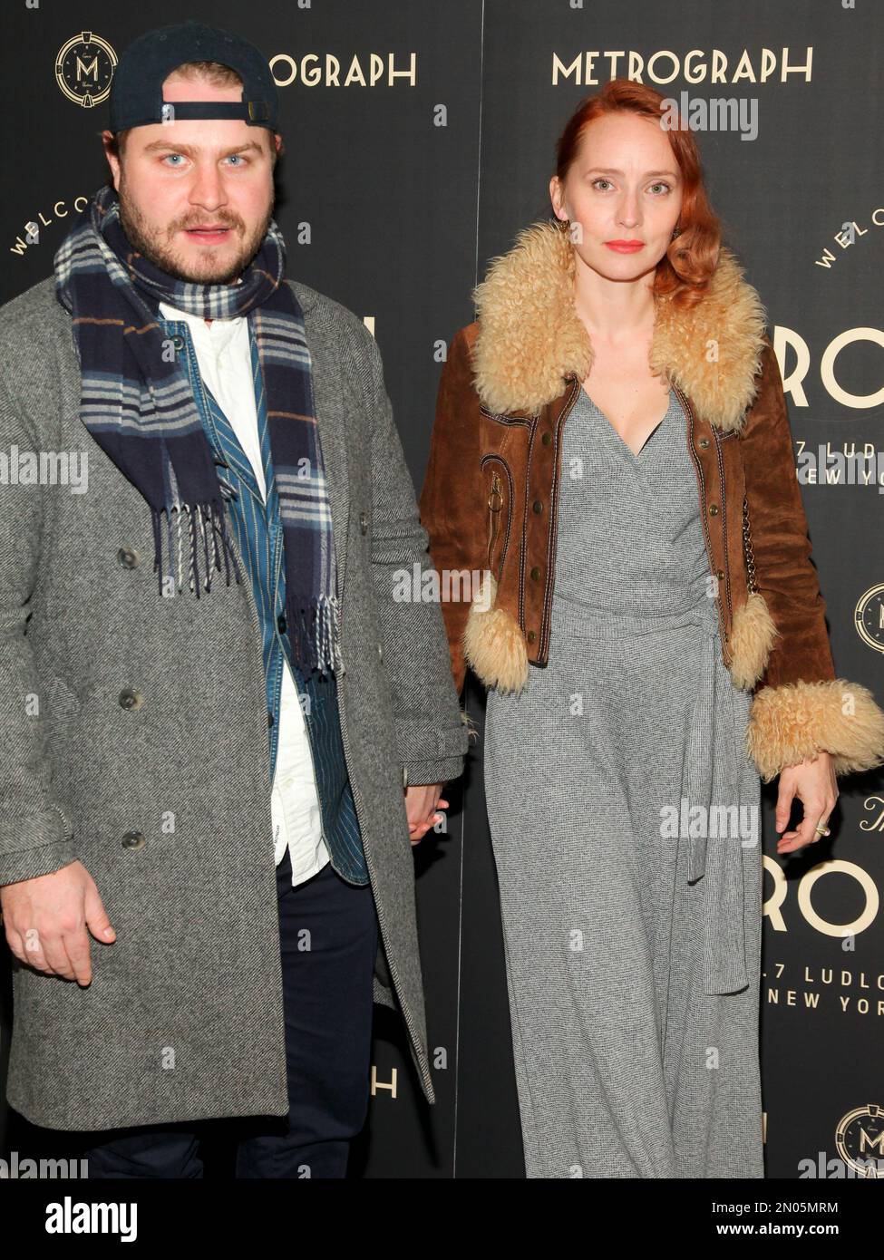 Brady Corbet, left, and Mona Fastvold, right, attend the opening night ...