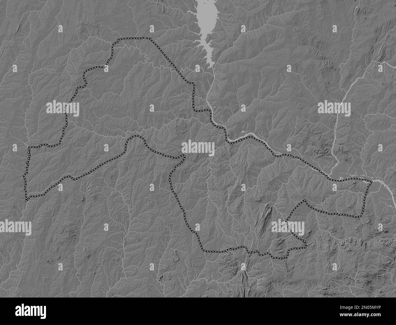 Kwara, state of Nigeria. Bilevel elevation map with lakes and rivers ...