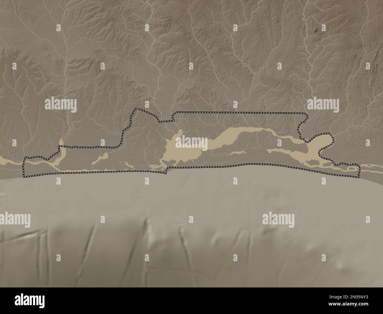 Lagos, state of Nigeria. Elevation map colored in sepia tones with ...