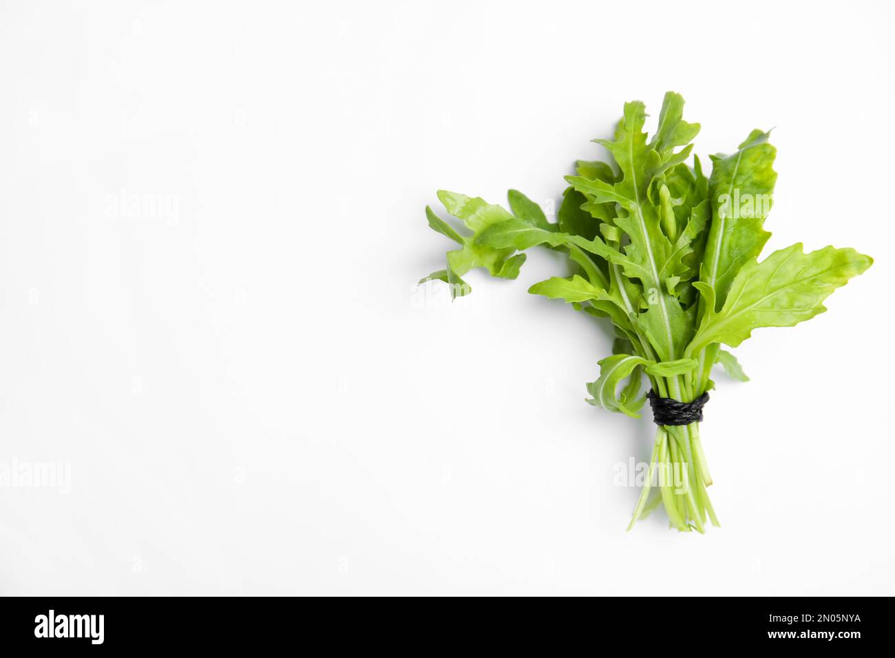 Fresh arugula on white background, top view. Space for text Stock Photo ...