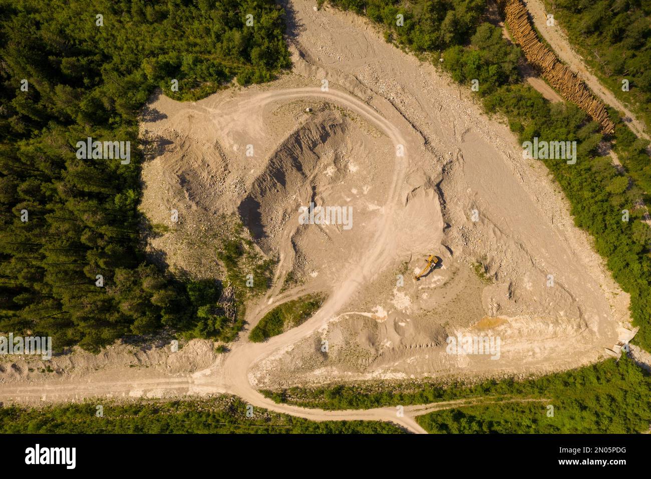 Drone photography of mountain quarry during summer day Stock Photo - Alamy