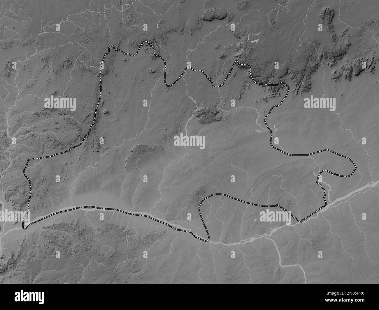 Nassarawa, state of Nigeria. Grayscale elevation map with lakes and ...