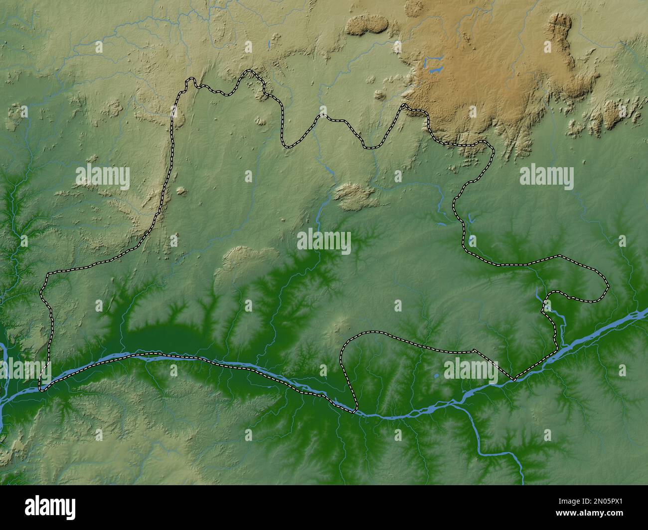 Nassarawa, state of Nigeria. Colored elevation map with lakes and ...