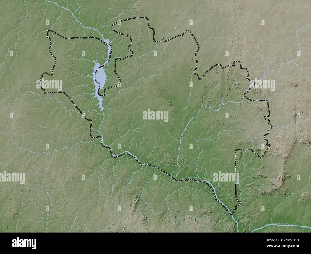 Niger, state of Nigeria. Elevation map colored in wiki style with lakes ...