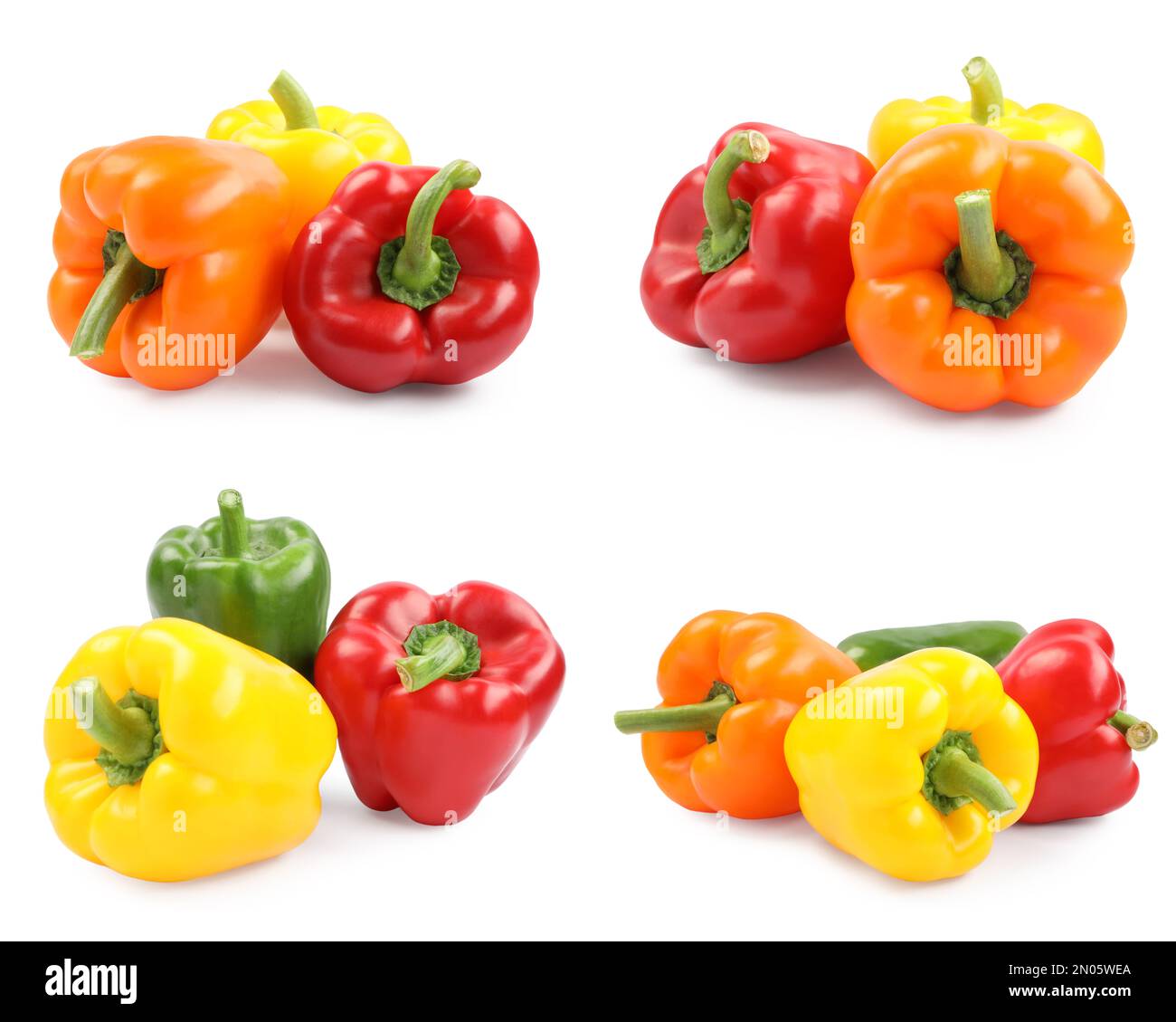 Set of different bell peppers on white background Stock Photo - Alamy