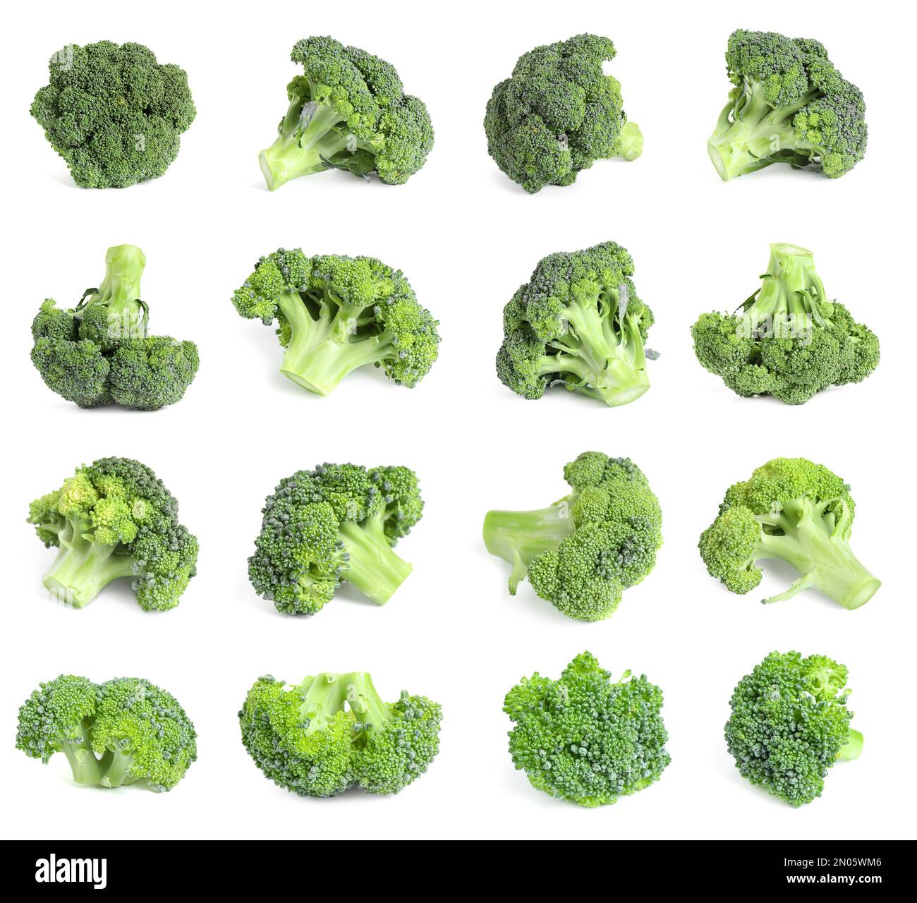 Set of fresh green broccoli on white background Stock Photo - Alamy