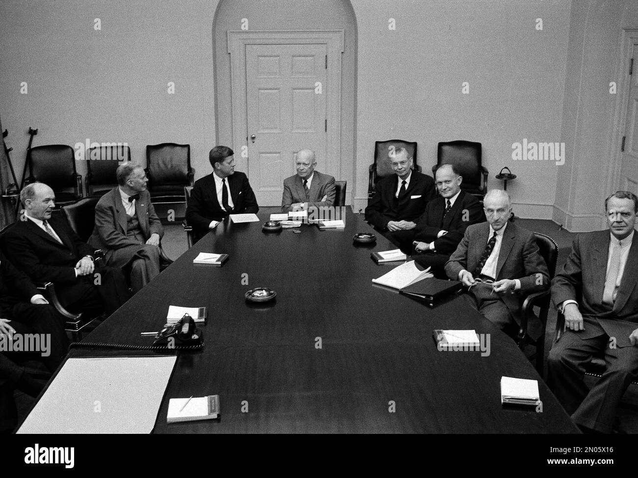 President Dwight D. Eisenhower and President-elect John F. Kennedy pose ...