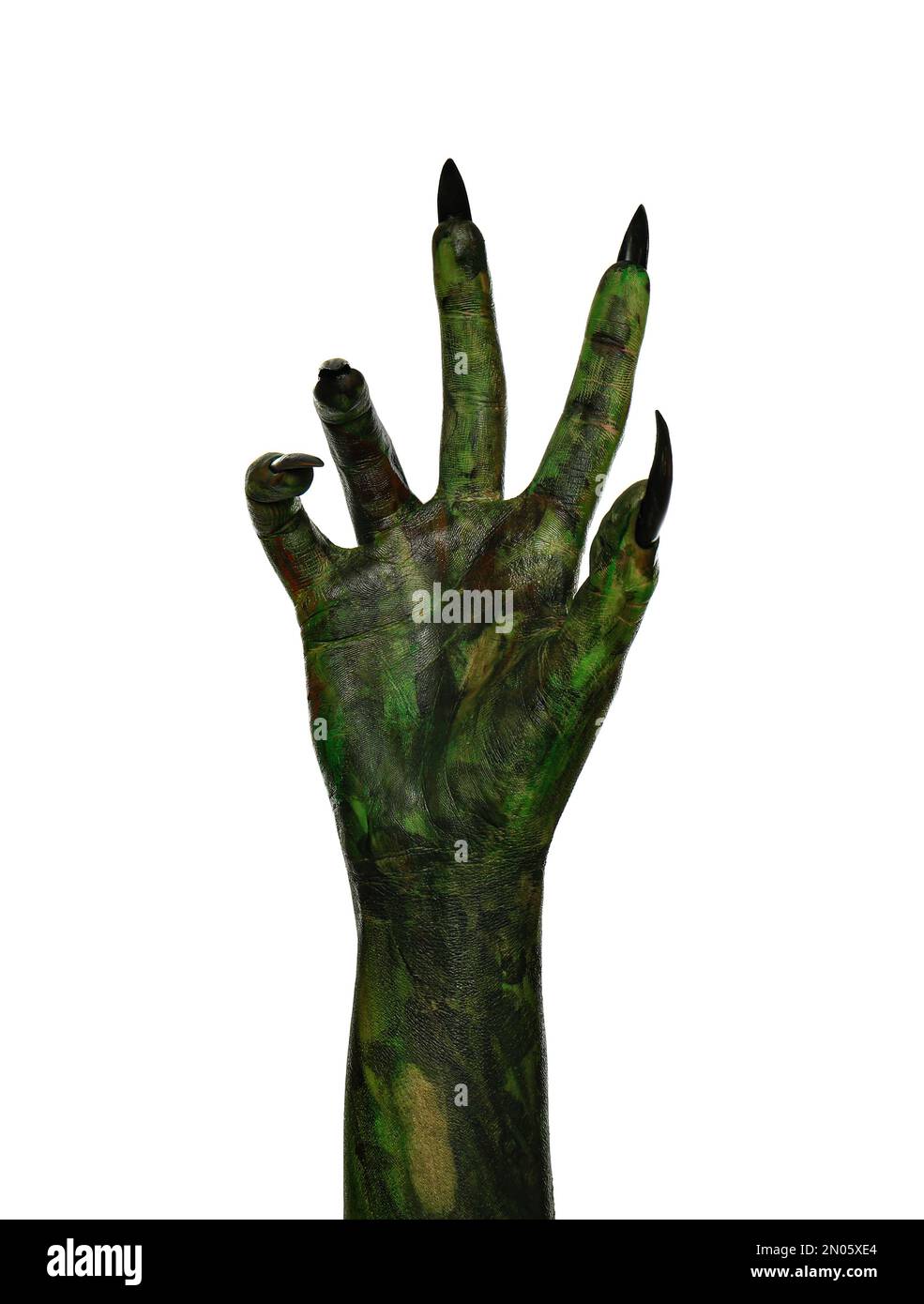 Scary monster on white background, closeup of hand. Halloween character ...