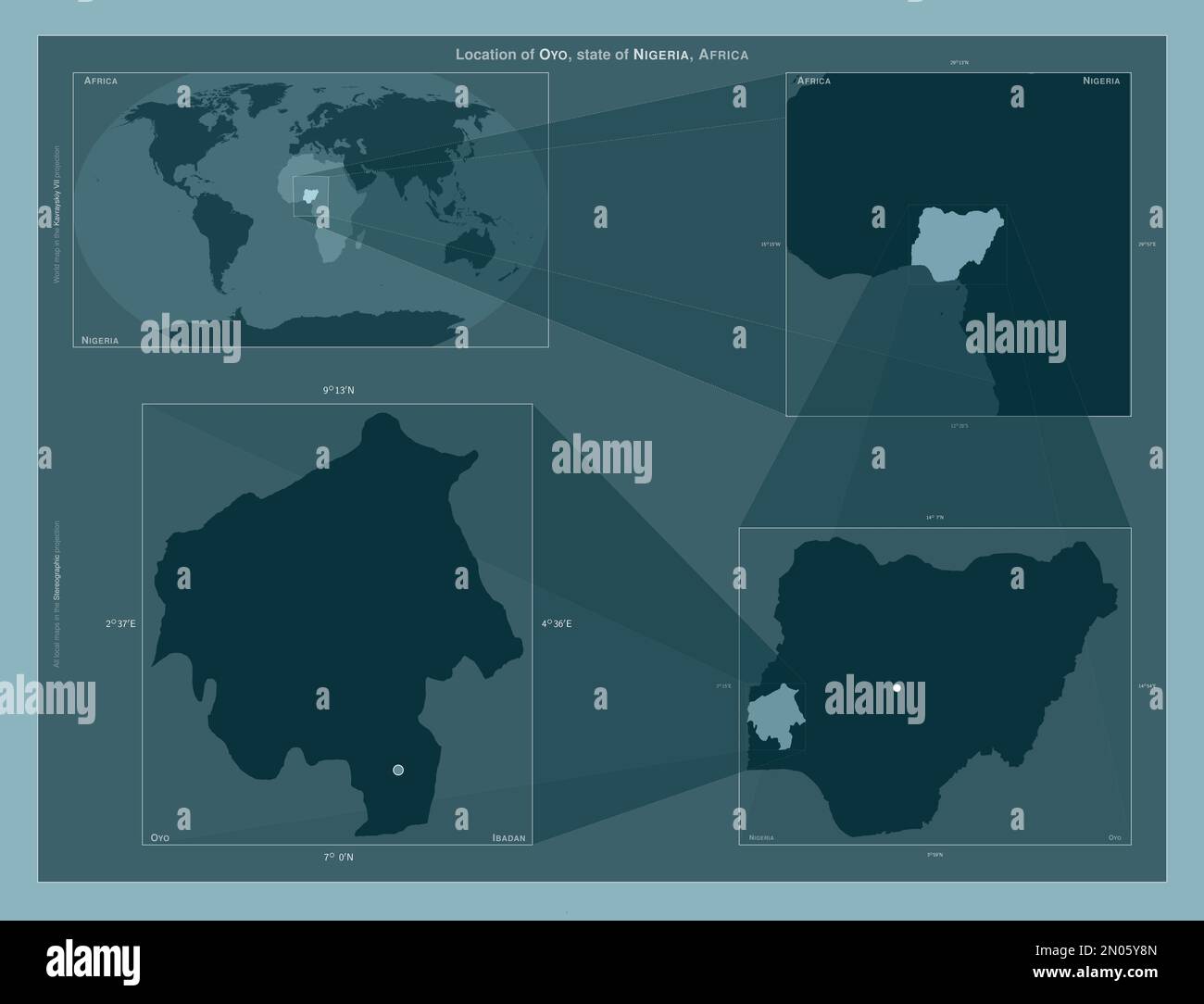 Oyo, state of Nigeria. Diagram showing the location of the region on ...