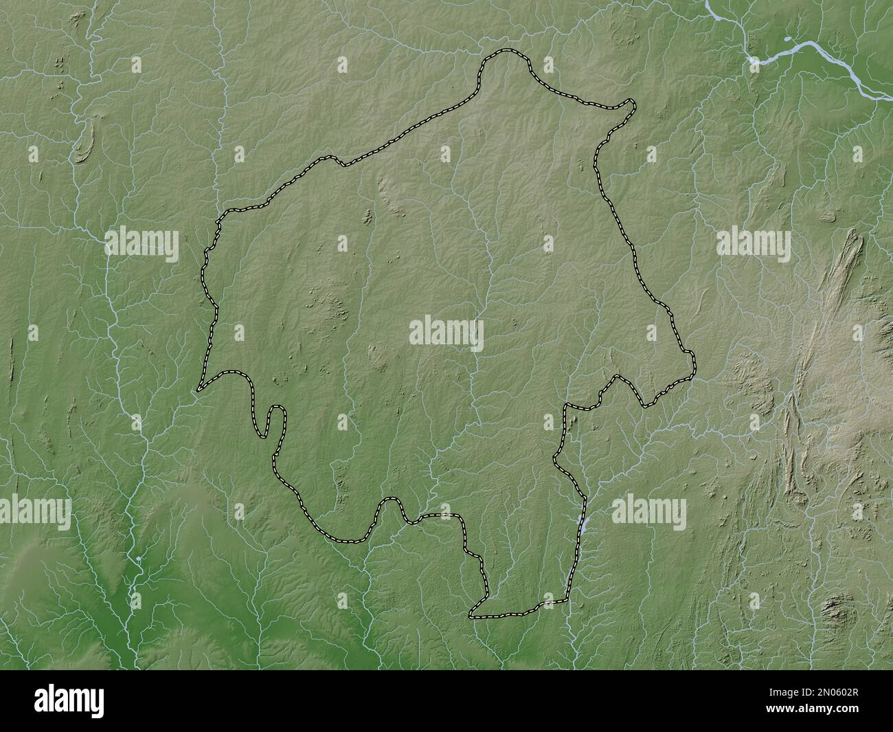 Oyo, state of Nigeria. Elevation map colored in wiki style with lakes ...