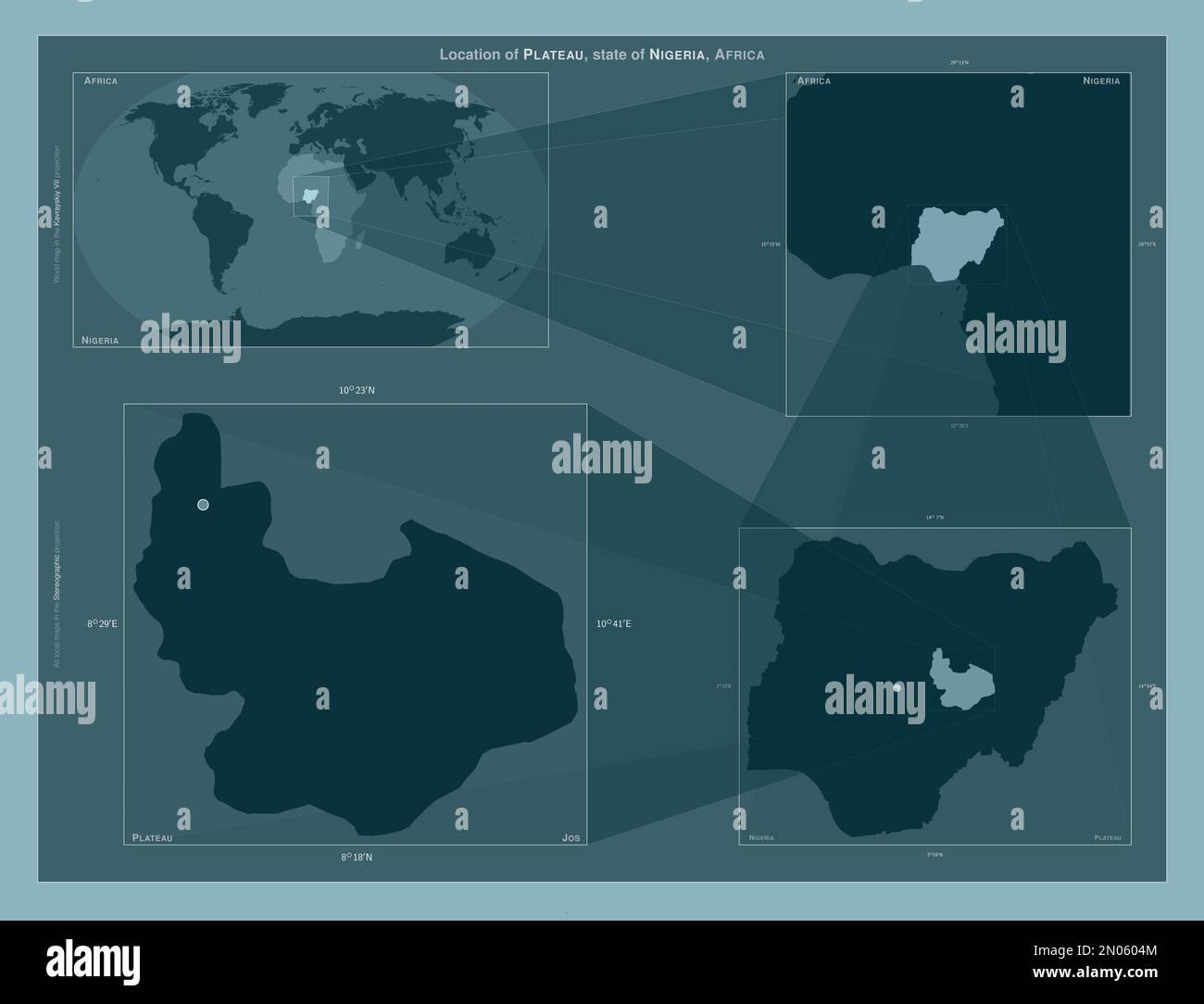 Plateau, state of Nigeria. Diagram showing the location of the region ...