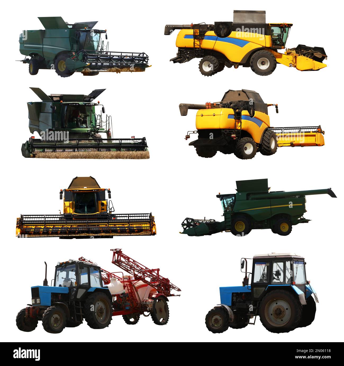 Set of different agricultural machinery on white background Stock Photo ...
