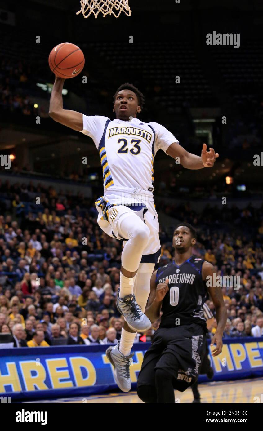 Marquette guard Jajuan Johnson gets a slam dunk against Georgetown ...