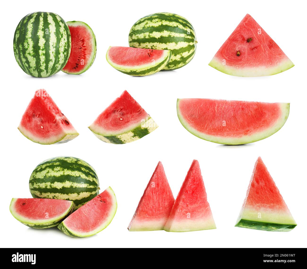 Set of fresh watermelons on white background Stock Photo - Alamy