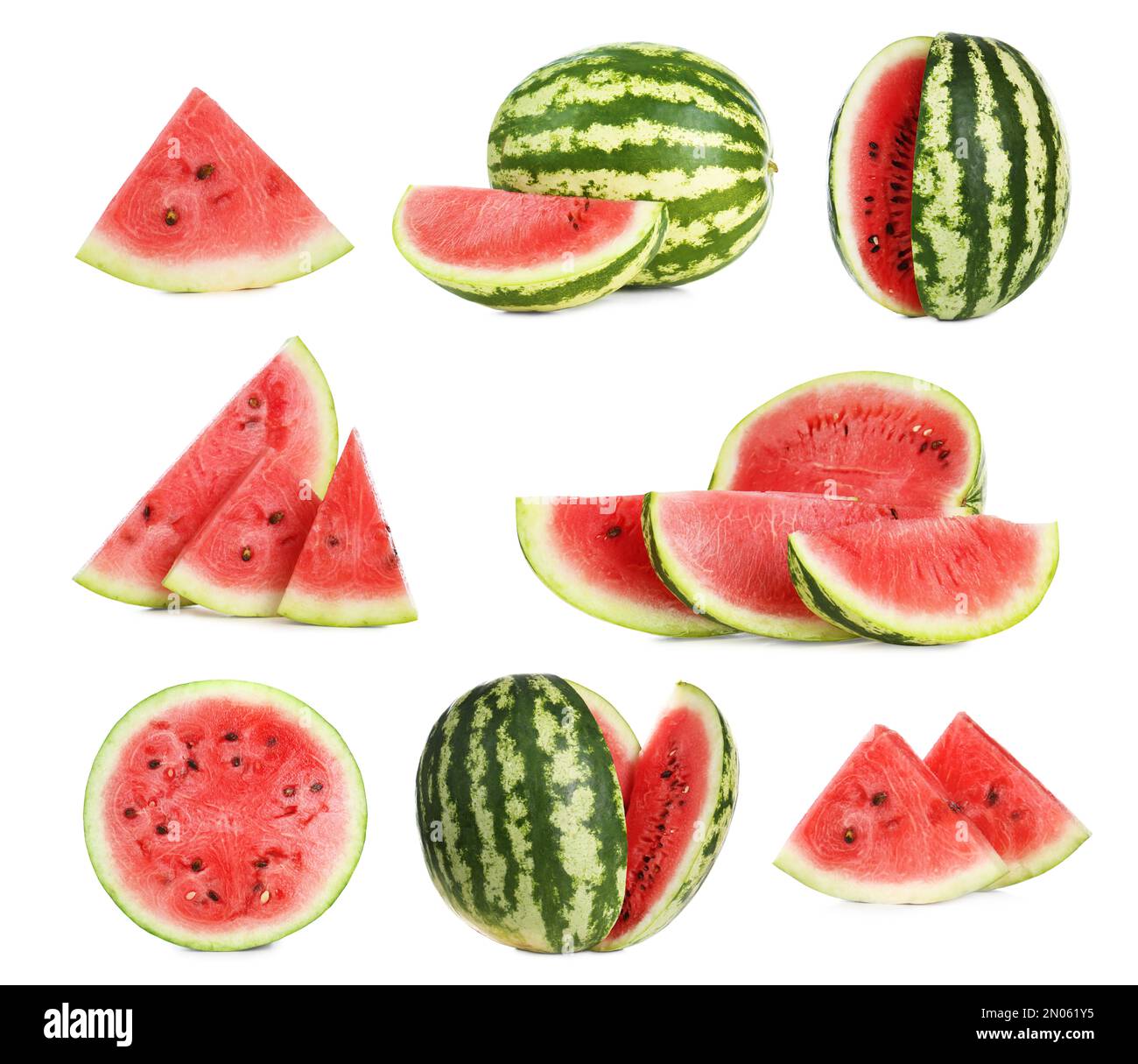 Set of fresh watermelons on white background Stock Photo - Alamy