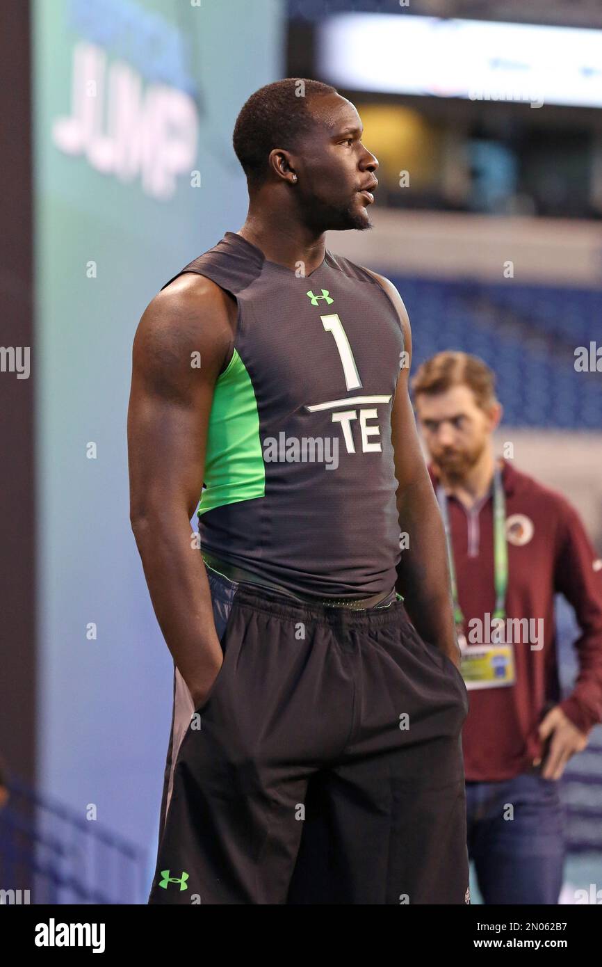 South Carolina tight end Jerell Adams is seen at the NFL football ...