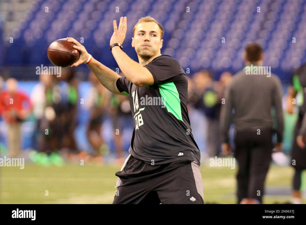 Liberty quarterback Josh Woodrum performs a drill at the NFL football ...