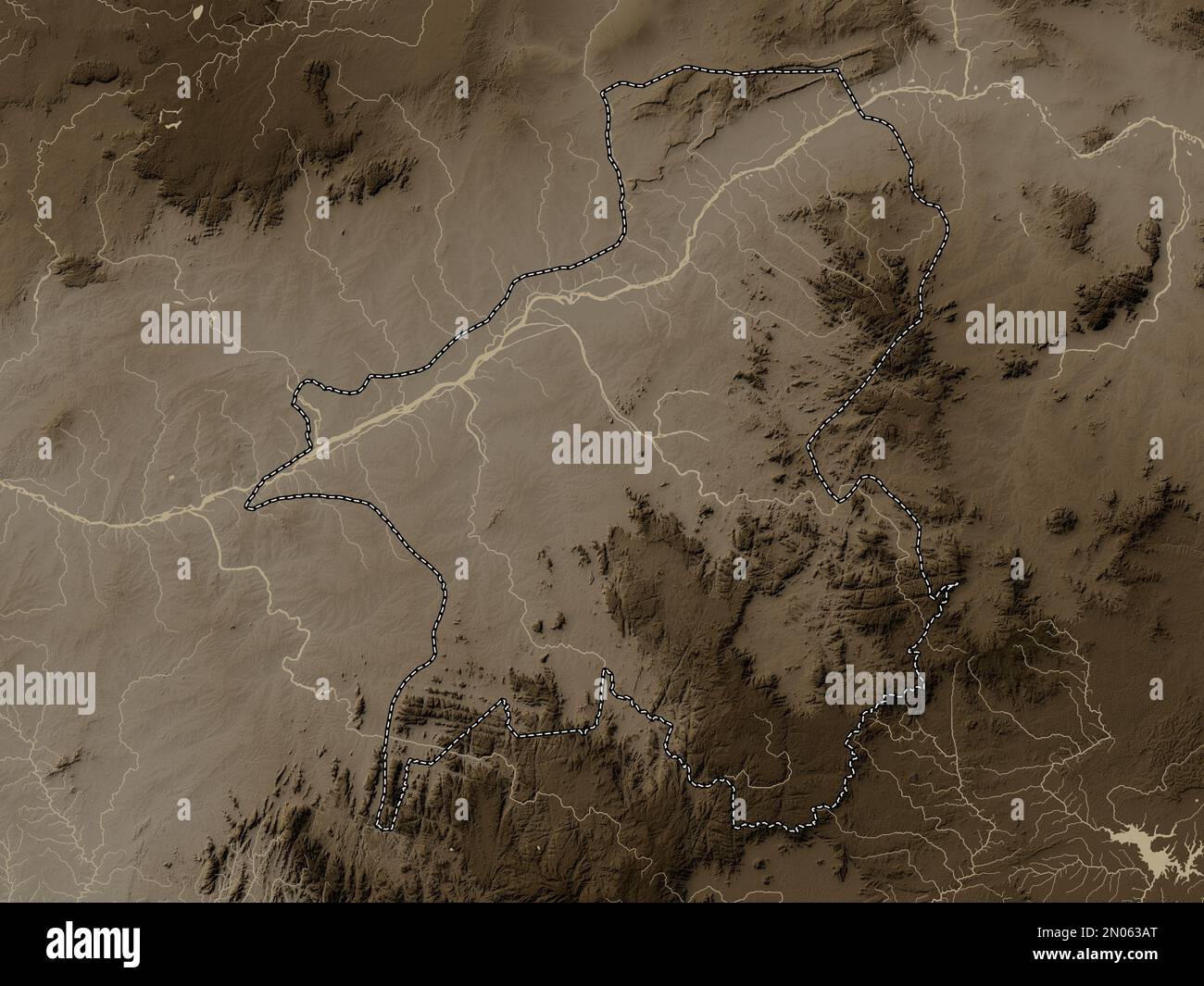 Taraba, state of Nigeria. Elevation map colored in sepia tones with ...