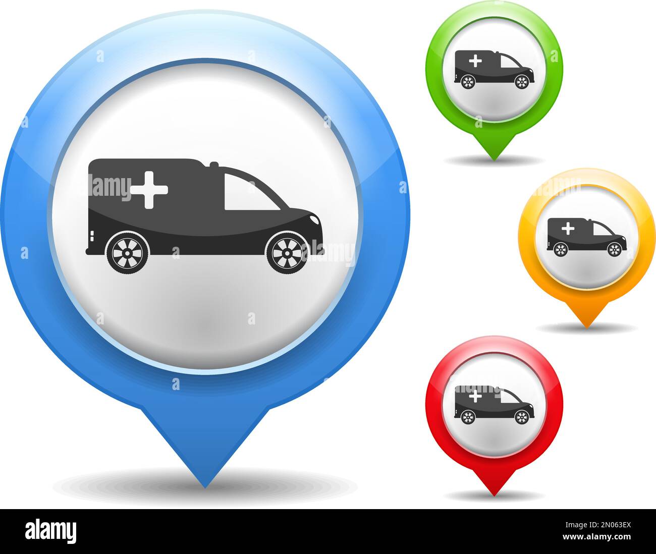 Map marker with icon of a ambulance, vector eps10 illustration Stock ...