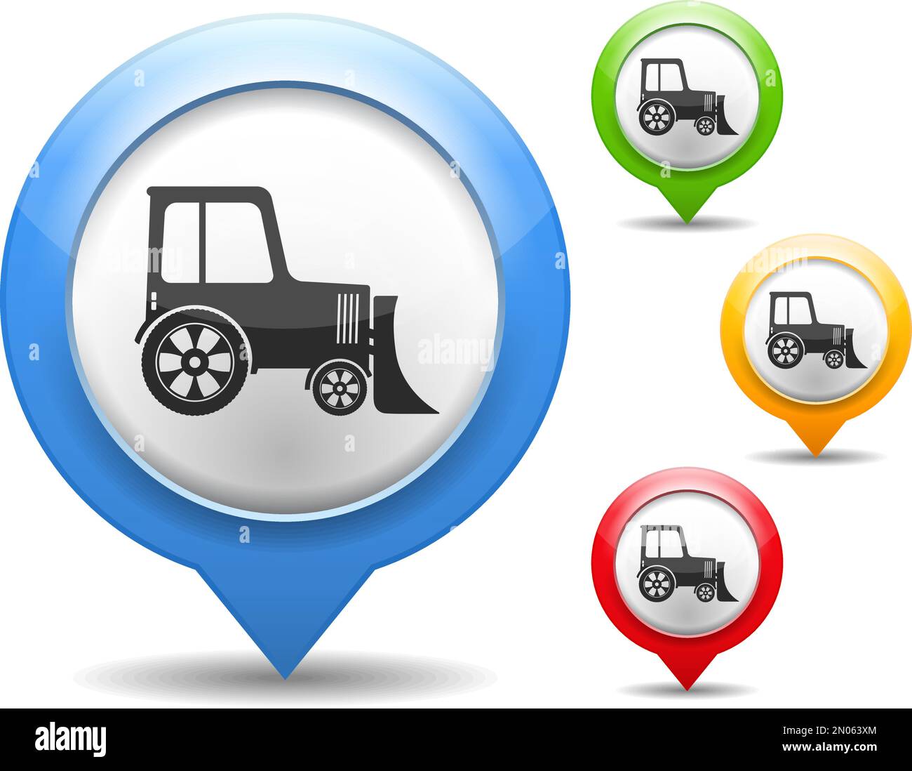 Map marker with icon of a tractor, vector eps10 illustration Stock ...