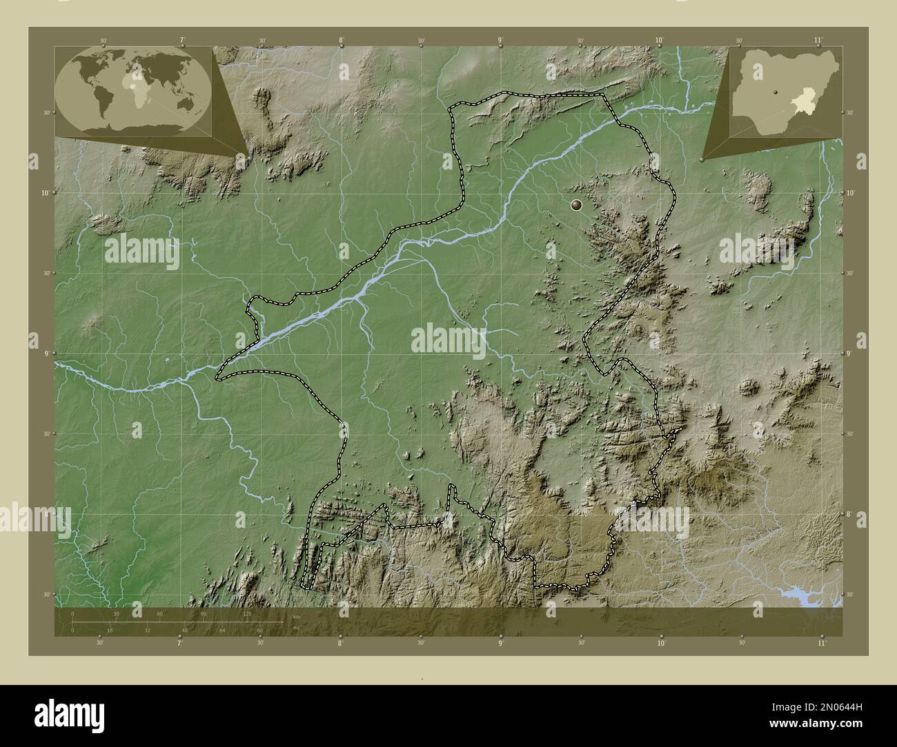 Taraba, state of Nigeria. Elevation map colored in wiki style with ...