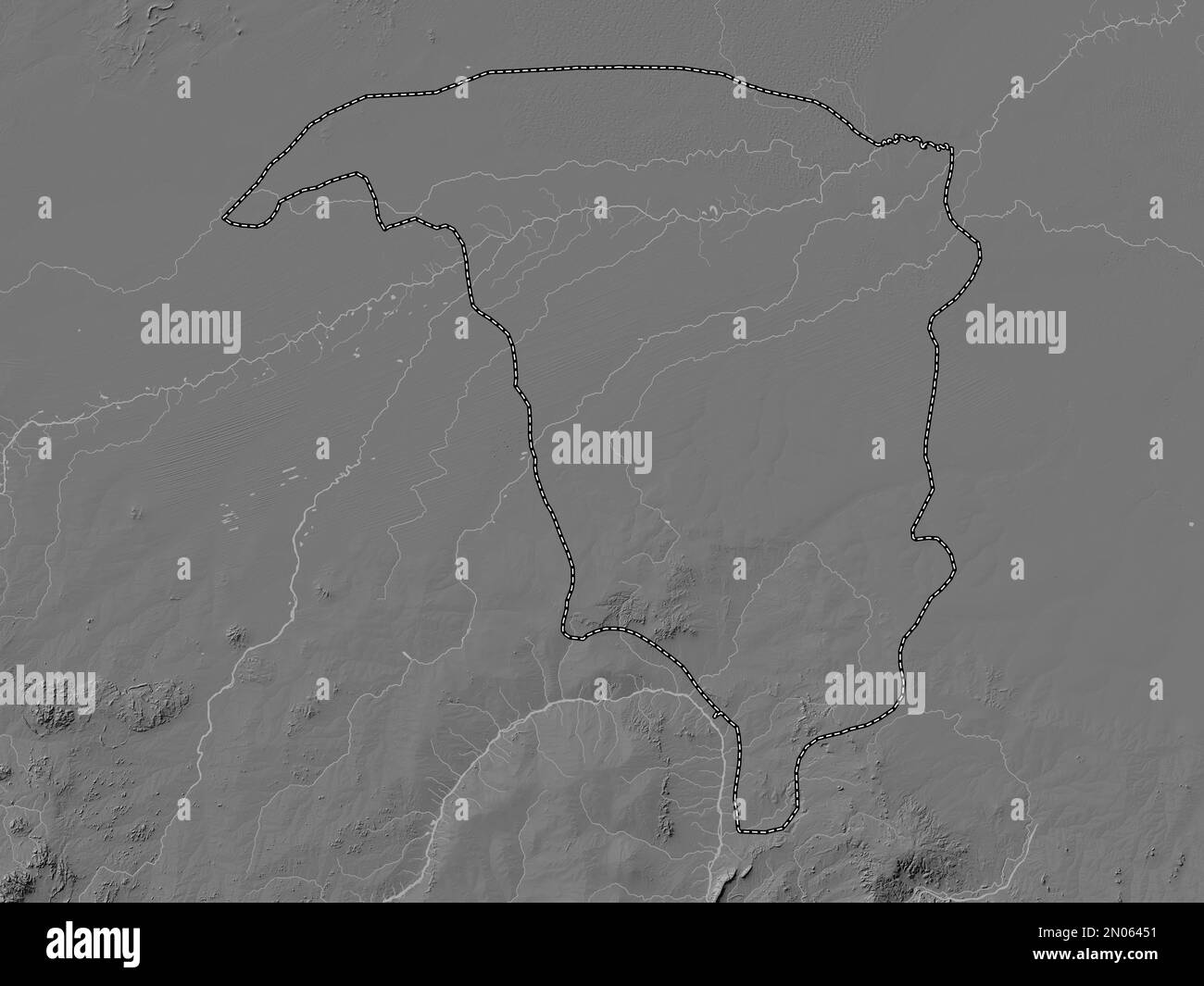 Yobe, state of Nigeria. Bilevel elevation map with lakes and rivers ...