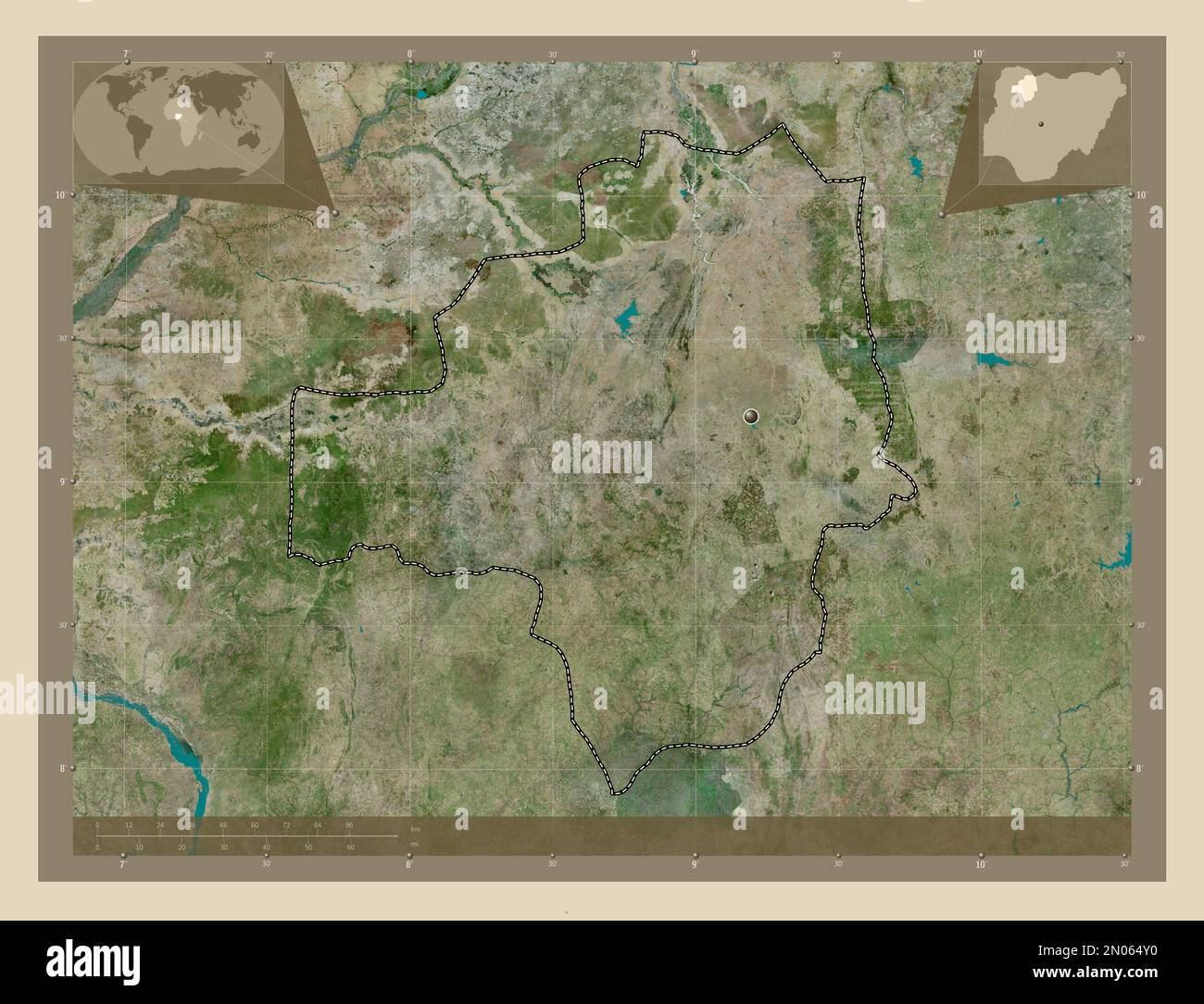 Zamfara, state of Nigeria. High resolution satellite map. Corner ...