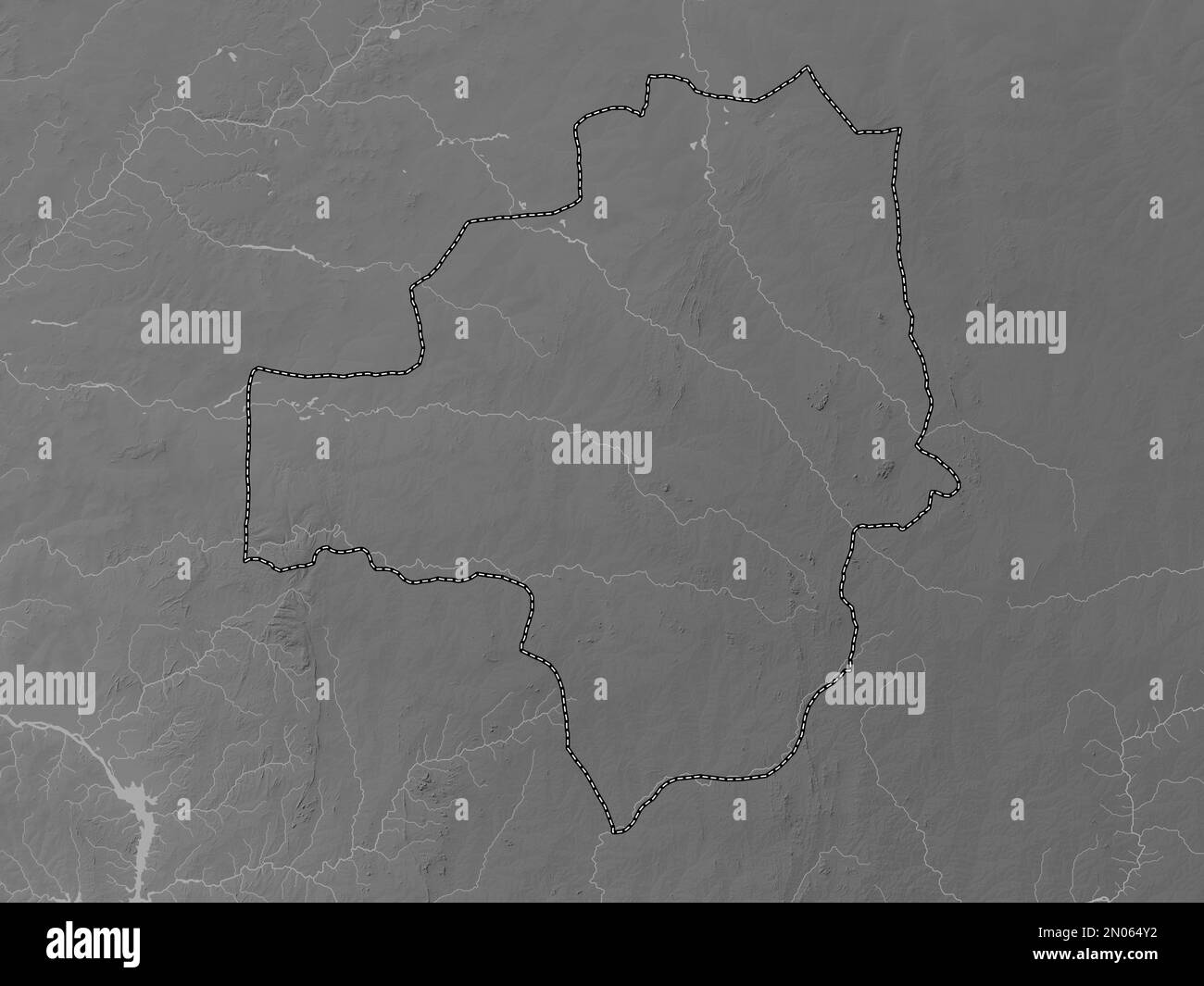 Zamfara, state of Nigeria. Grayscale elevation map with lakes and ...