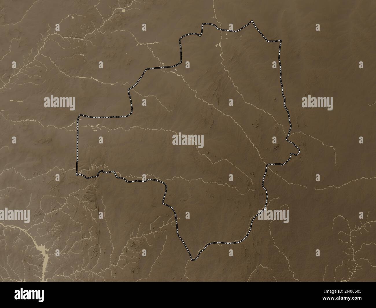 Zamfara, state of Nigeria. Elevation map colored in sepia tones with ...