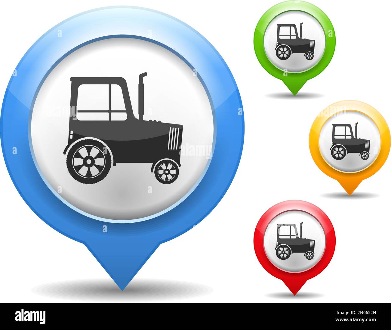 Map marker with icon of a tractor, vector eps10 illustration Stock ...