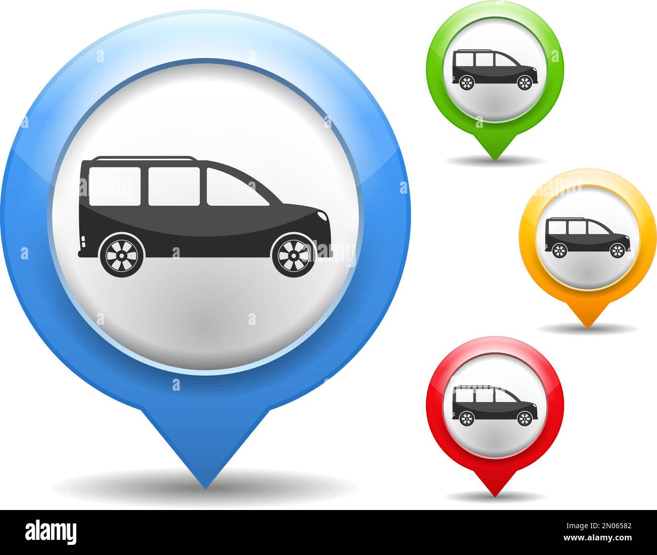 Map marker with icon of a car, vector eps10 illustration Stock Vector ...