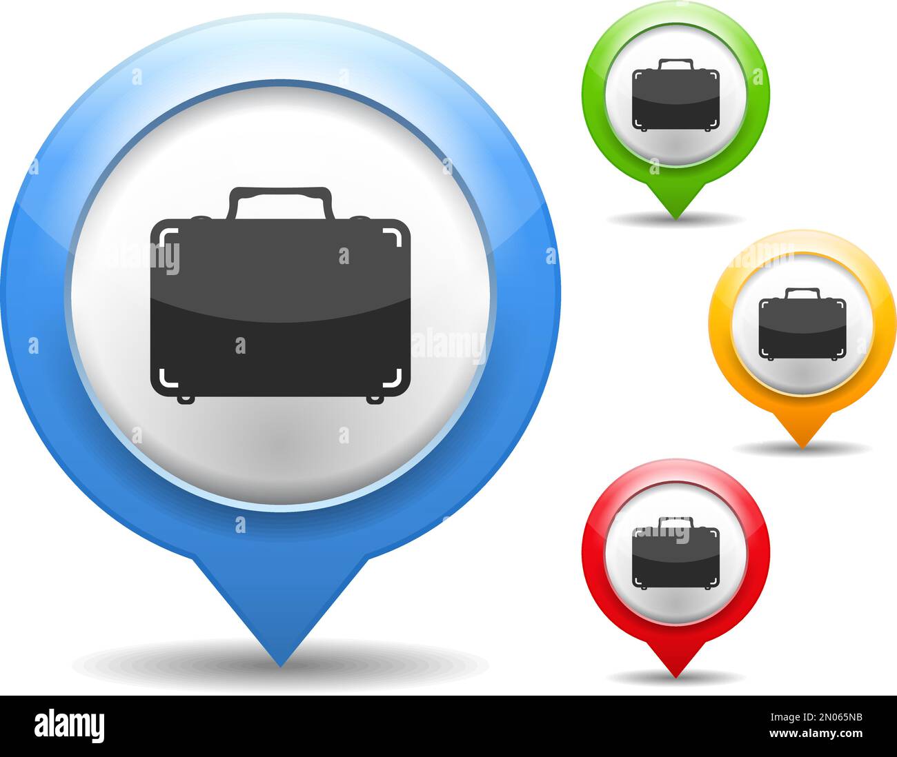 Map marker with icon of a suitcase, vector eps10 illustration Stock ...