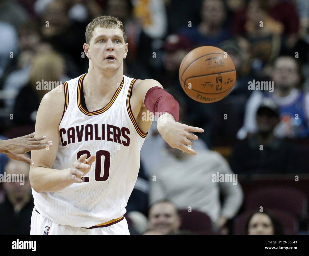 Cleveland Cavaliers' Timofey Mozgov, from Russia, passes against the ...
