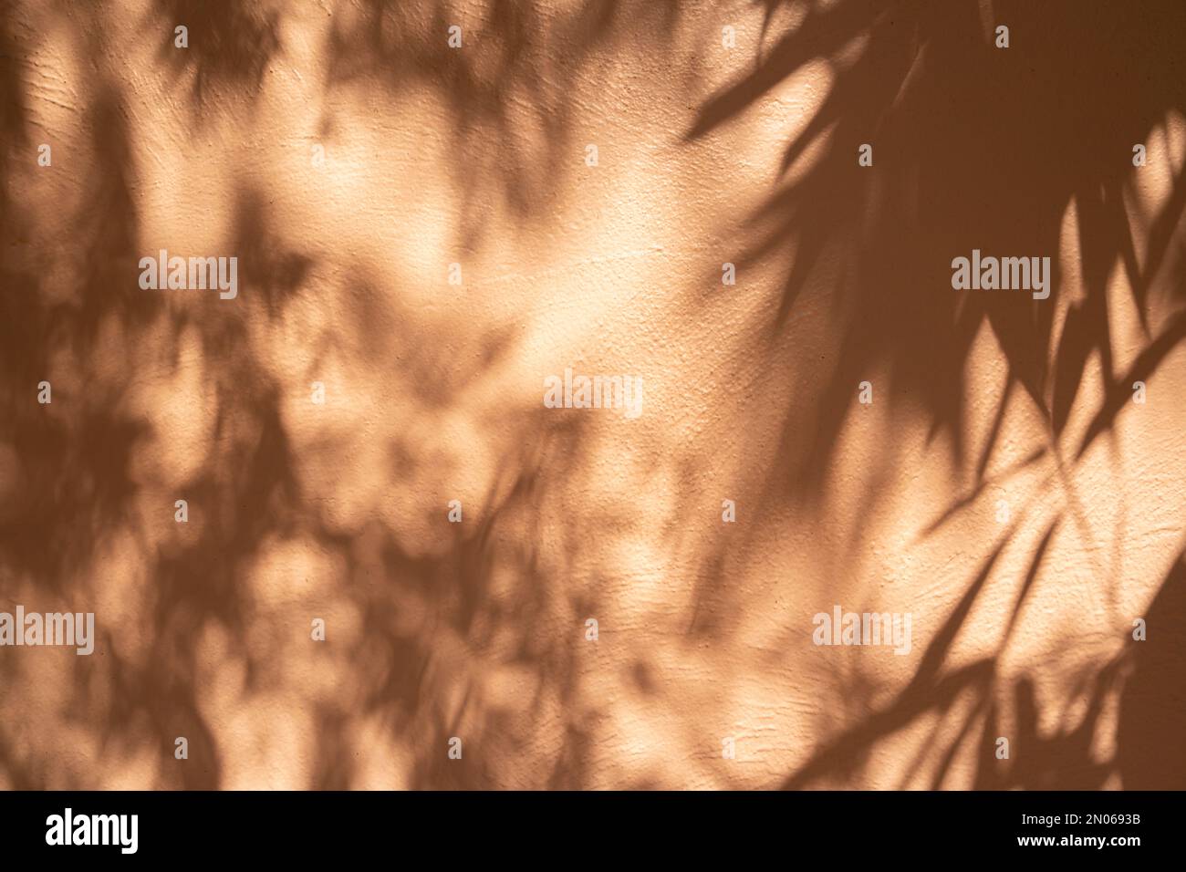 Natural shadow overlay on orange colored grunge wall concrete texture ...