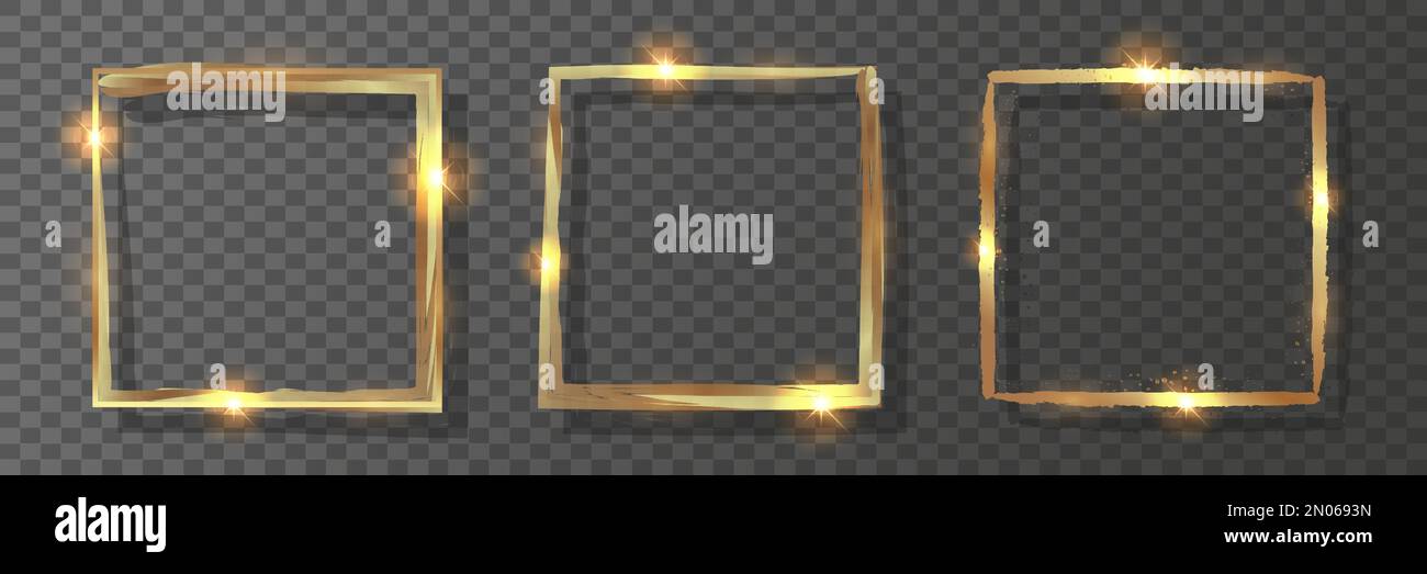 Elegant shiny golden frames. Decorative abstract borders on a ...