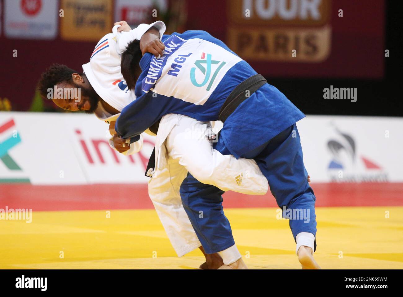 Romaric Bouda of France against Ariunbold Enkhtaivan of Mongolia, Men's -60Kg during the Judo ...