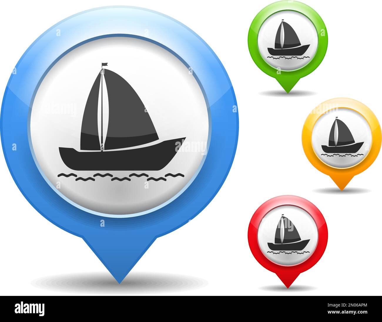Map marker with icon of a yacht, vector eps10 illustration Stock Vector ...