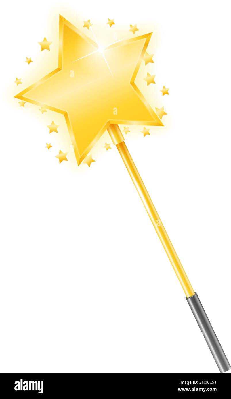 Golden magic wand with stars, vector eps10 illustration Stock Vector ...