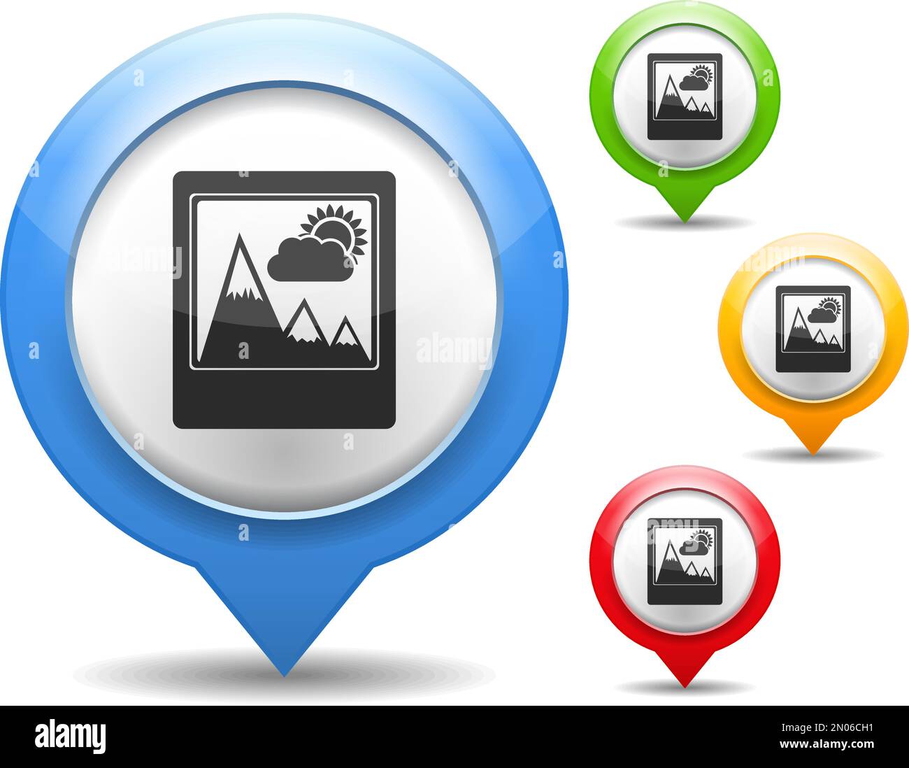 Map marker with icon of a photo, vector eps10 illustration Stock Vector ...