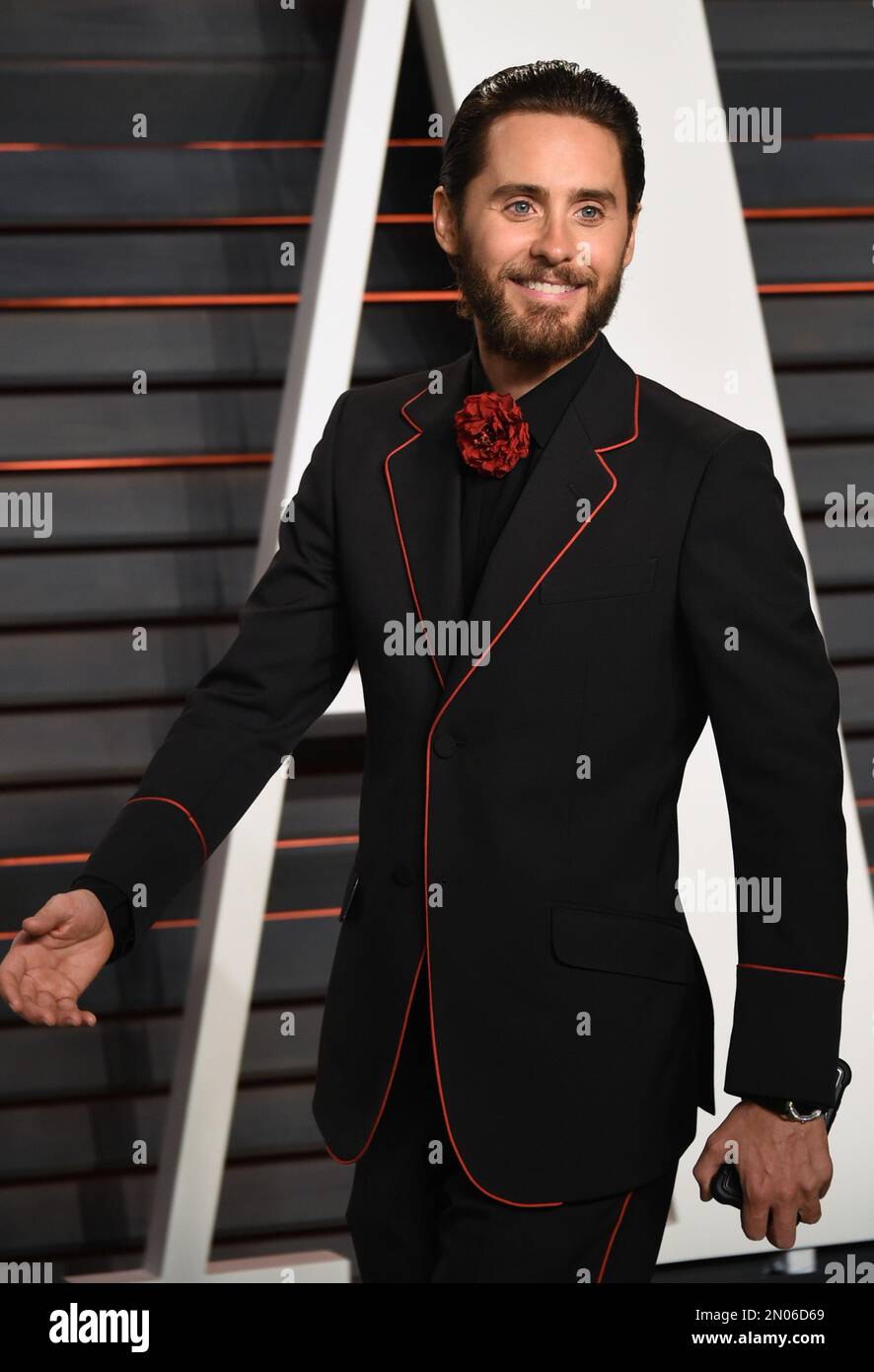 Jared Leto arrives at the Vanity Fair Oscar Party on Sunday, Feb. 28 ...