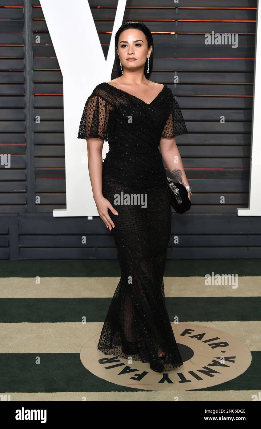 Demi Lovato arrives at the Vanity Fair Oscar Party on Sunday, Feb. 28 ...