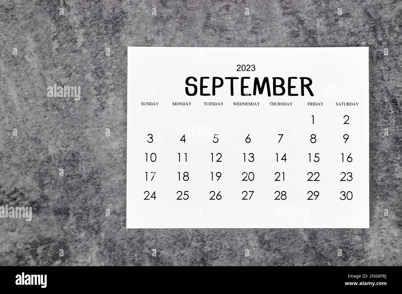 September 2023 Monthly calendar for 2023 year on grunge background ...