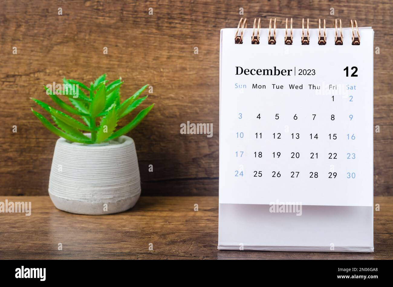 December 2023 Monthly desk calendar for 2023 year with plant pot Stock ...