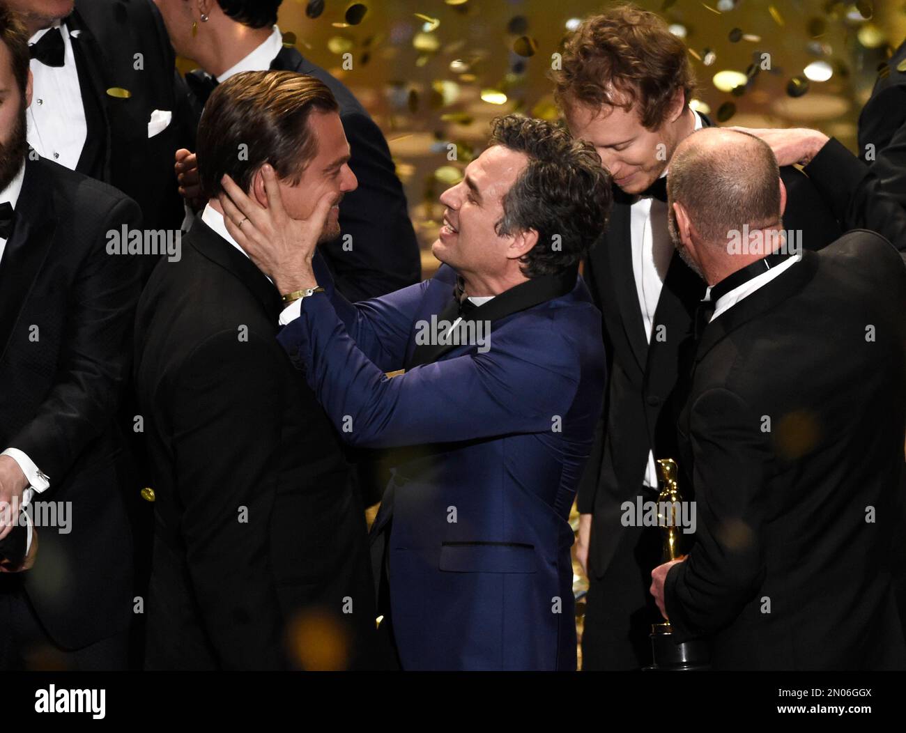 Leonardo DiCaprio, left, and Mark Ruffalo congratulate each other on ...