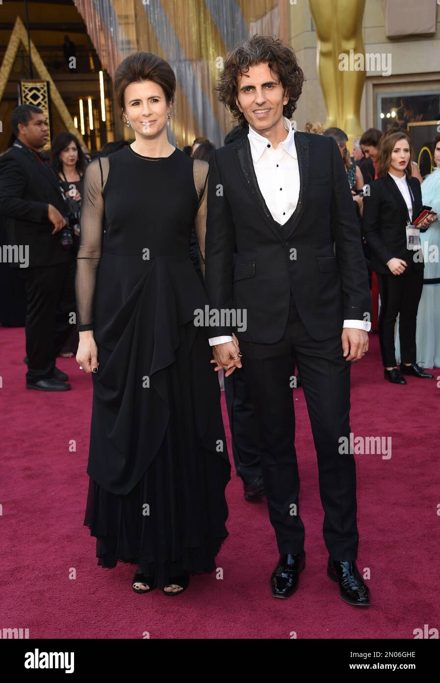Stephan Moccio, right, and Hilary Kristen Moccio arrive at the Oscars ...