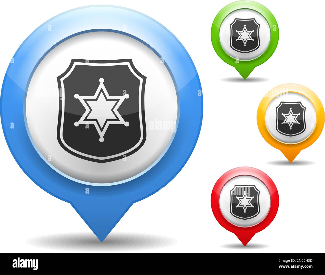 Map marker with icon of a police, vector eps10 illustration Stock ...