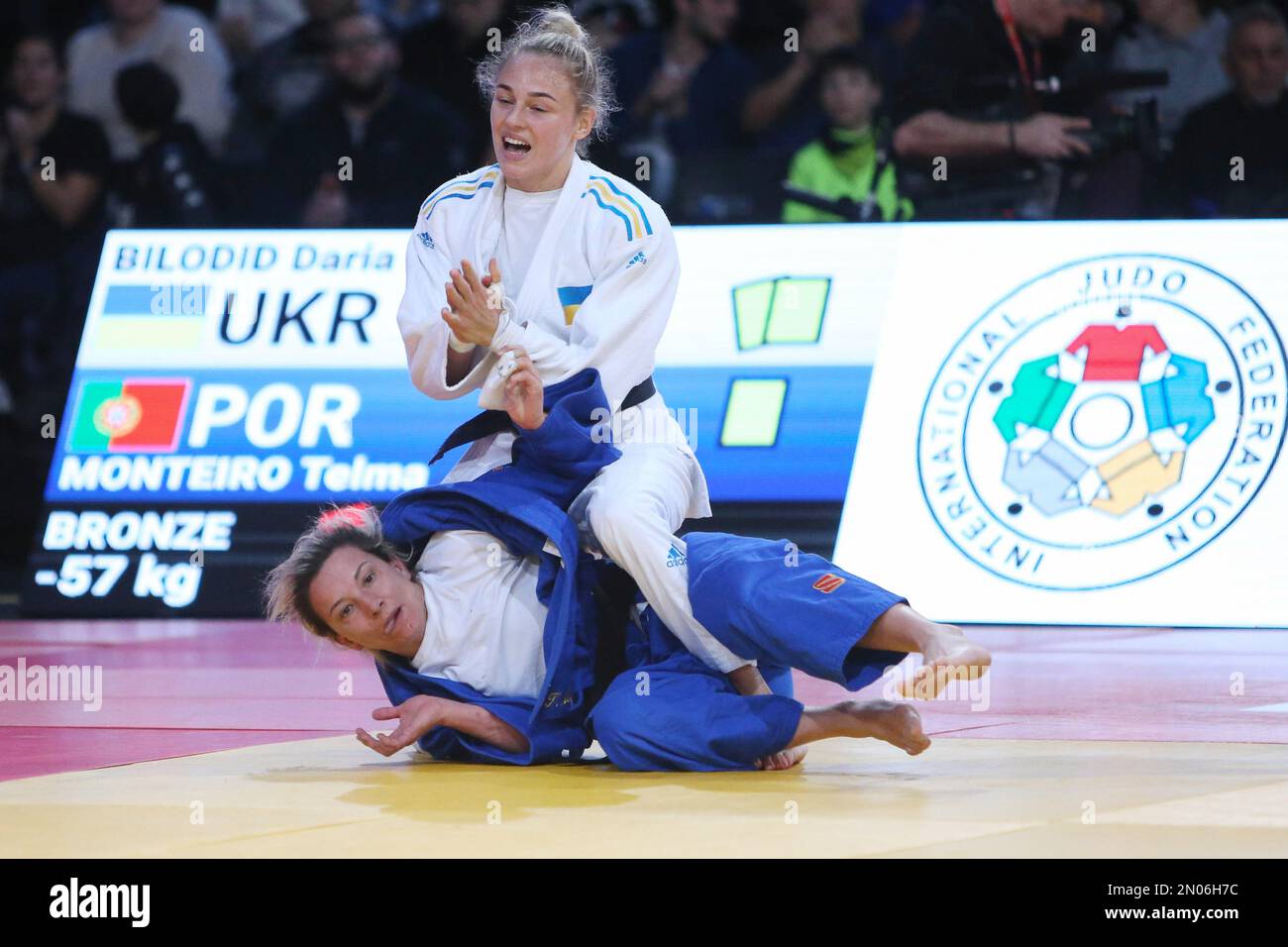 February 4, 2023, Rome, France: Daria Bilodid of Ukraine and Telma Monteiro of Portugal, Women's ...