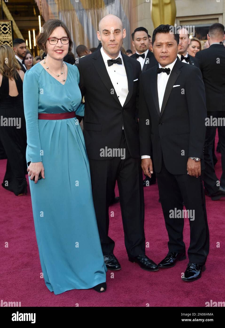 Signe Byrge Sorensen, from left, Joshua Oppenheimer, and Adi Rukun ...
