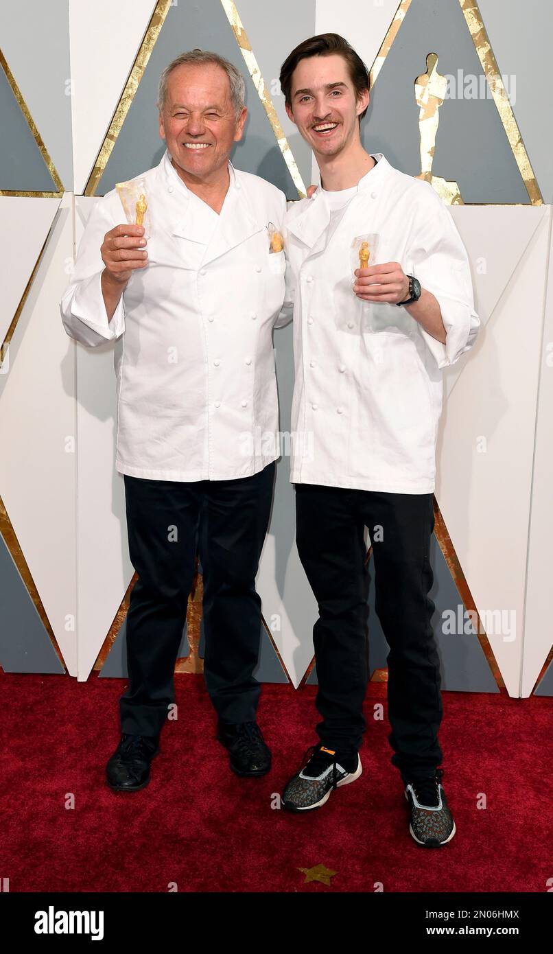 Wolfgang Puck, left, and Bryon Puck arrive at the Oscars on Sunday, Feb ...